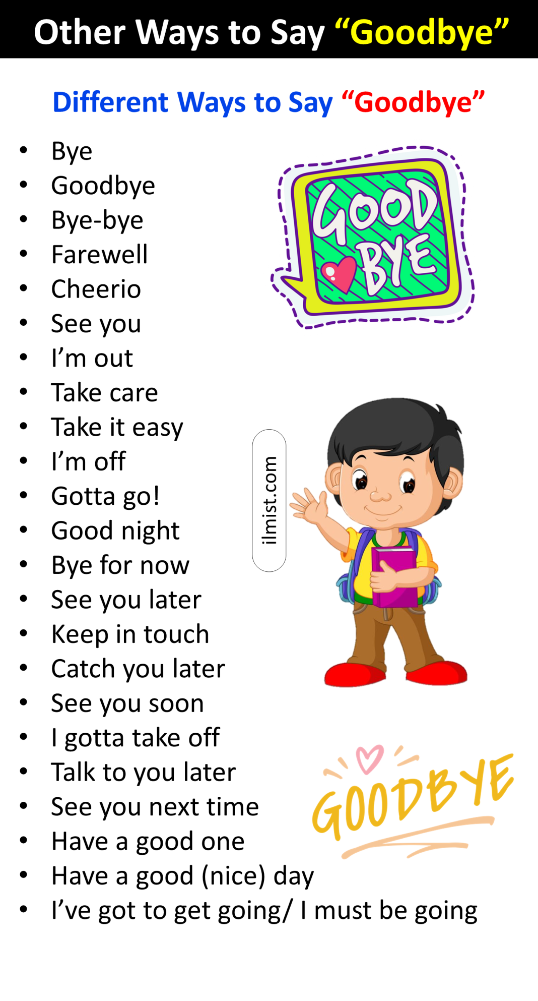 Other Ways To Say "GOODBYE" | Synonyms Of Goodbye - ilmist