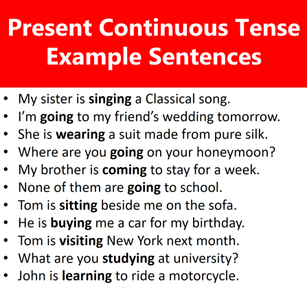 Example Sentences of Present Continuous Tense in English - ilmist